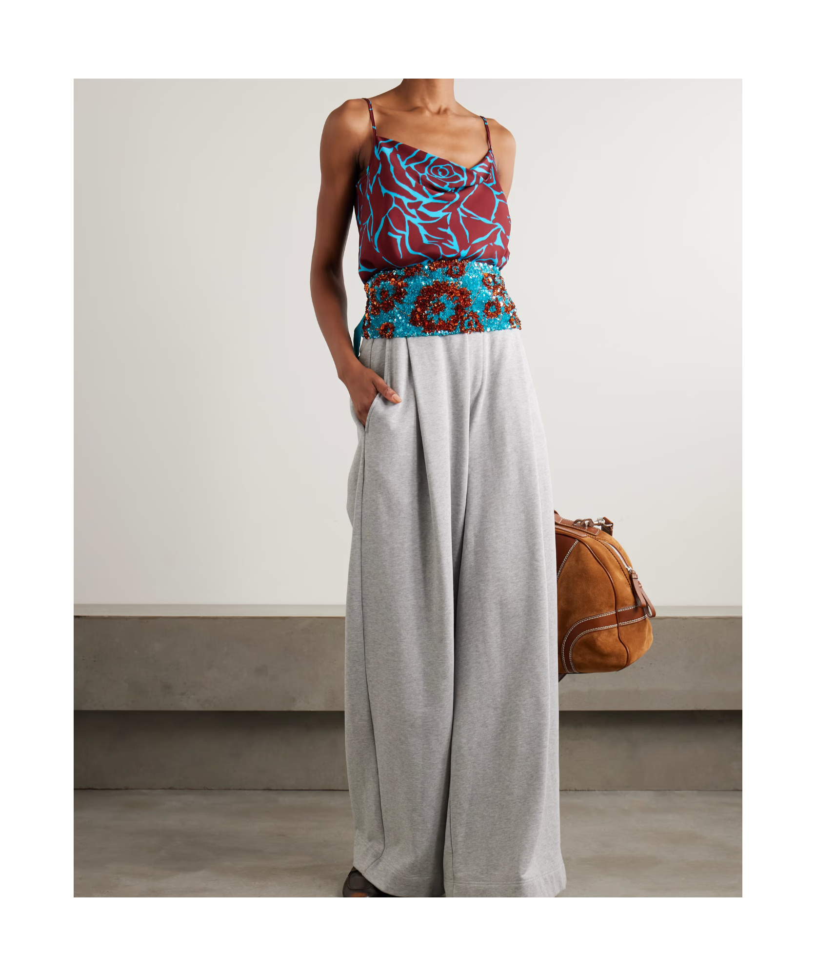 DRIES VAN NOTEN Dries Van Noten Rose-Print Draped Camisole Top